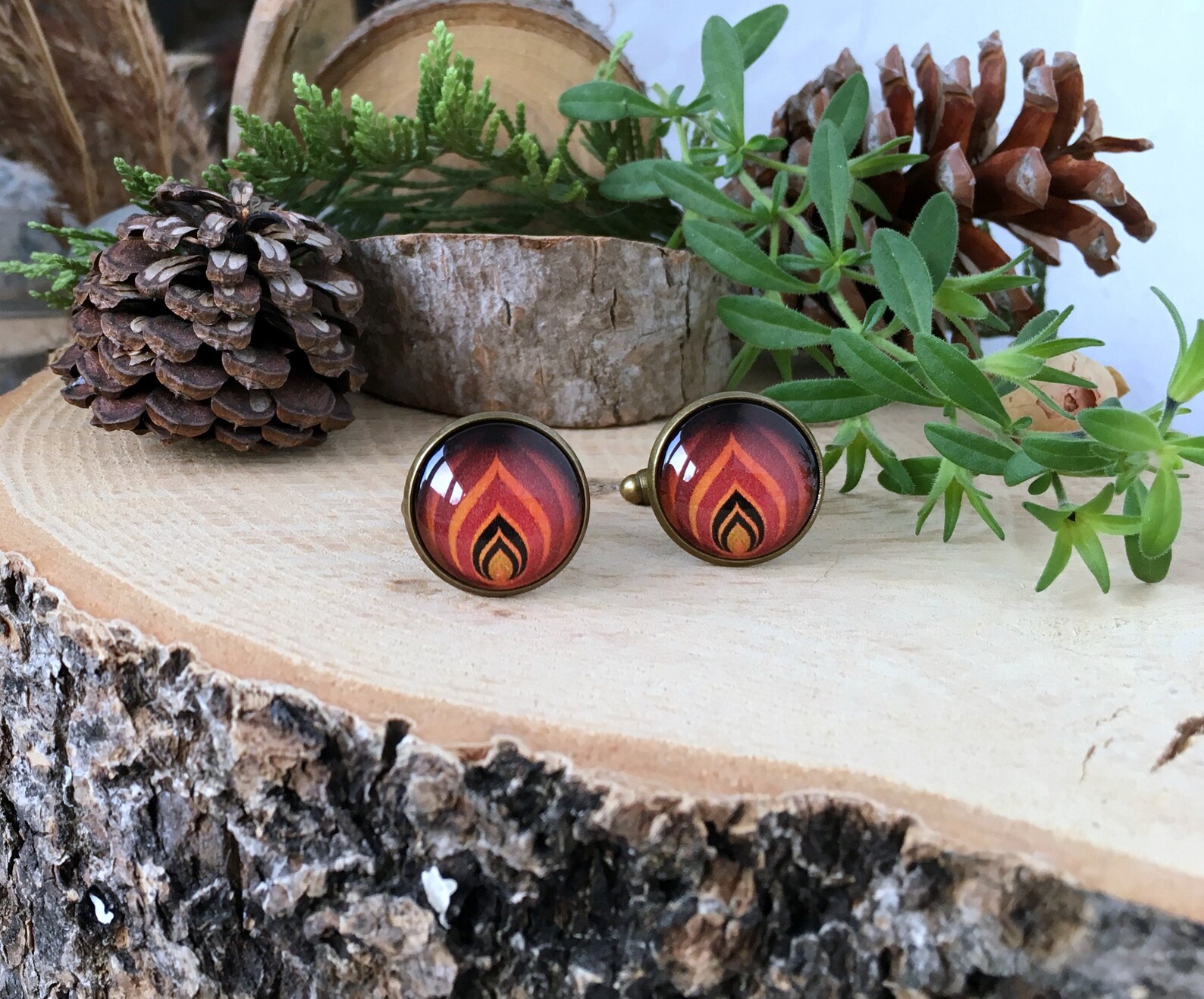 Levels of Flame Cufflinks | Fire and Flames Cufflinks | Wedding Cuff ...