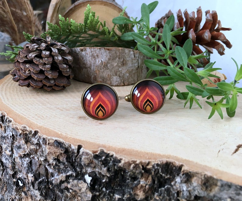 Levels of Flame Cufflinks | Fire and Flames Cufflinks | Wedding Cuff ...