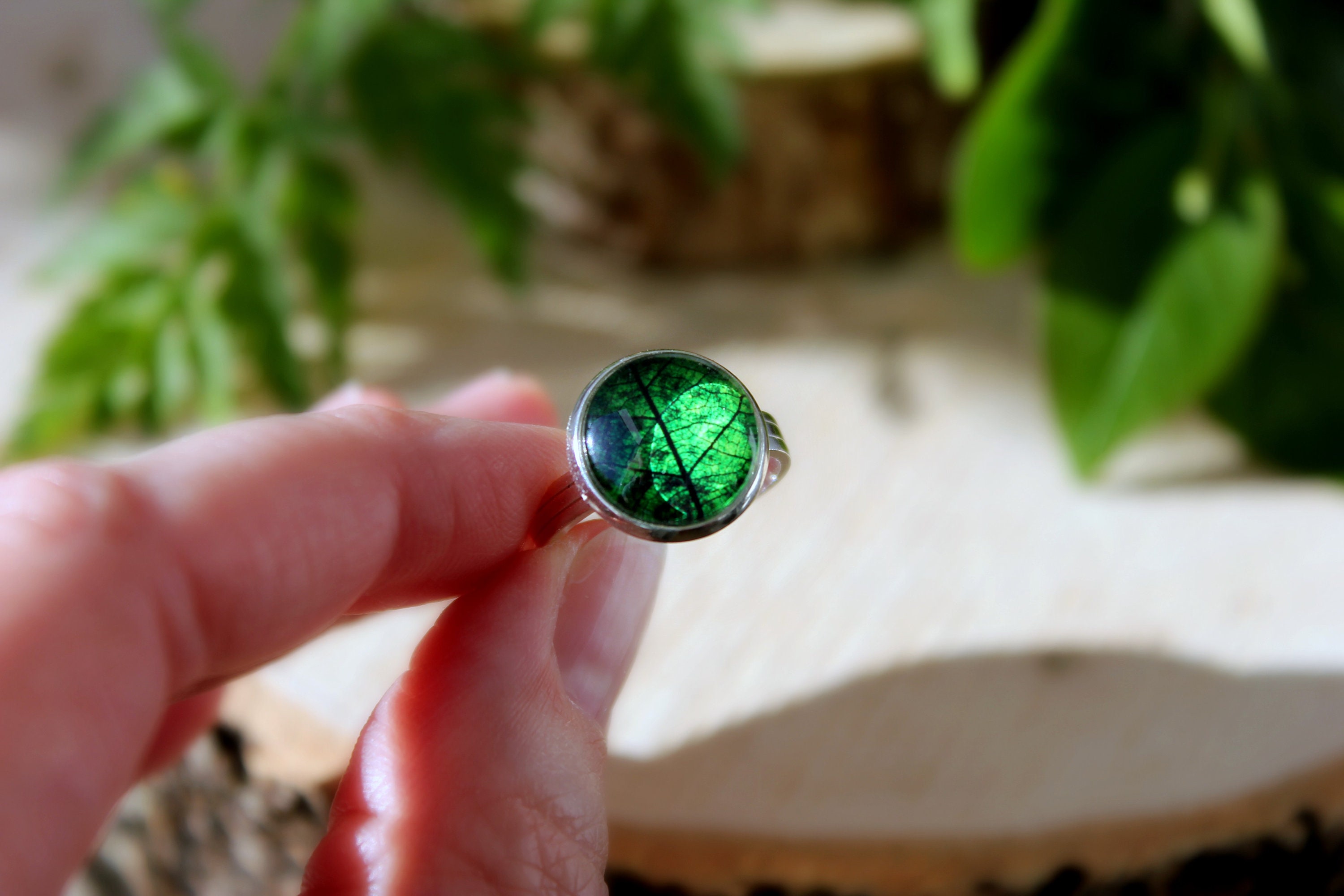 Leaf Ring Green Leaf Ring Green Leaf Jewelry Adjustable | Etsy