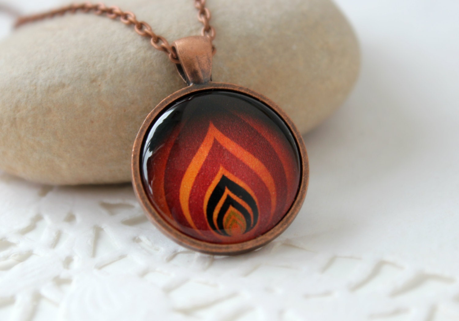 Levels of Flame Pendant | Antique Copper Necklace | Fire and Flames ...