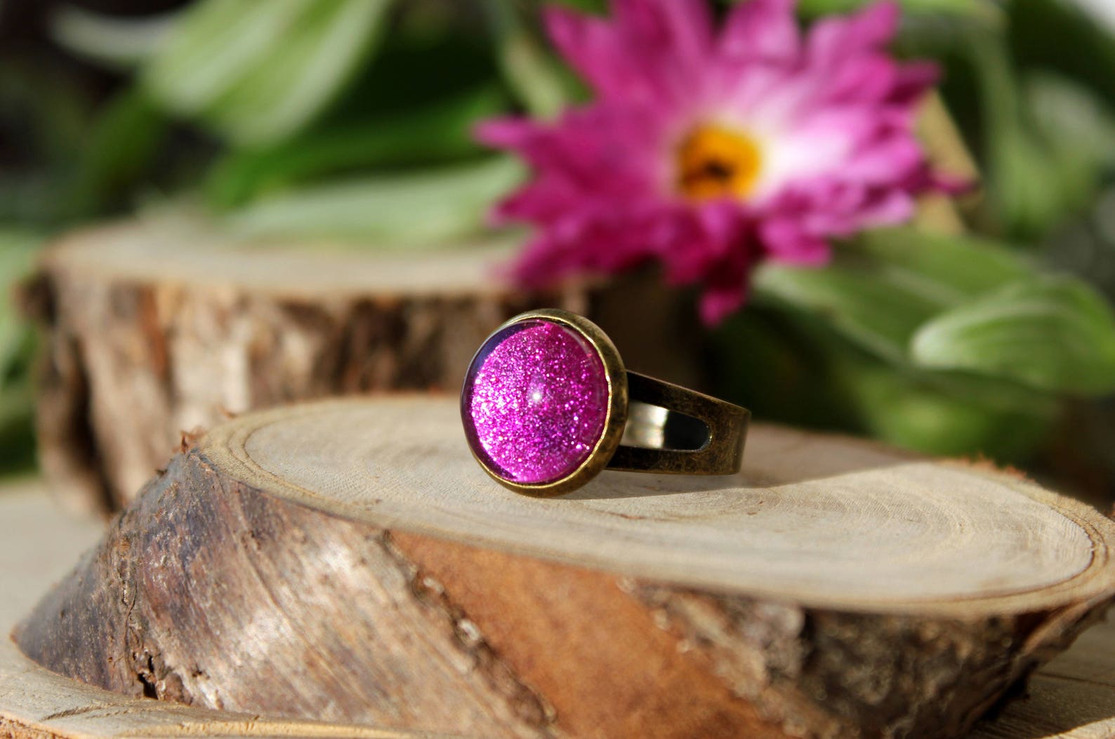 Glitter Ring Magenta Sparkling Ring Sparkly Glitter Ring - Etsy