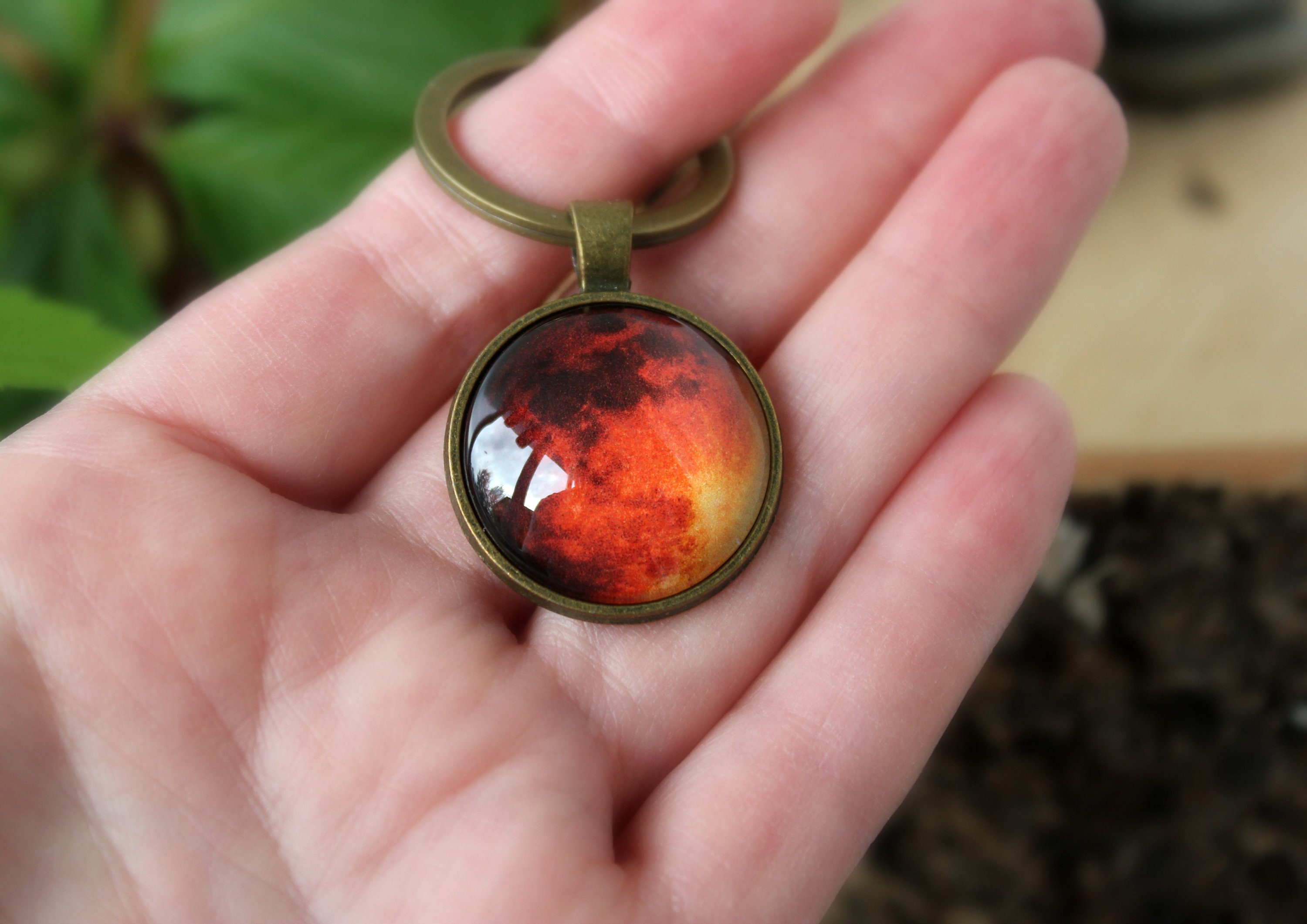 Red Moon Keychain Blood Moon Keychain Full Moon Keychain | Etsy