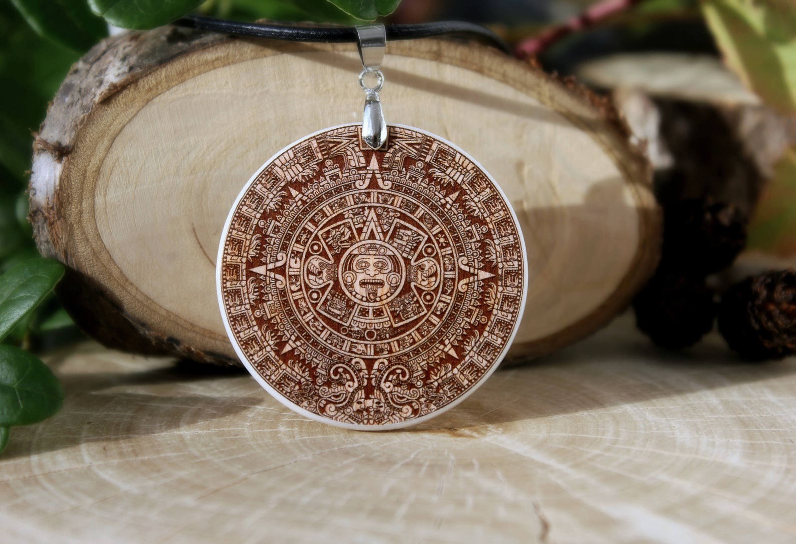 Round Maya Calendar Pendant Made Out of Polymer Clay Ancient - Etsy