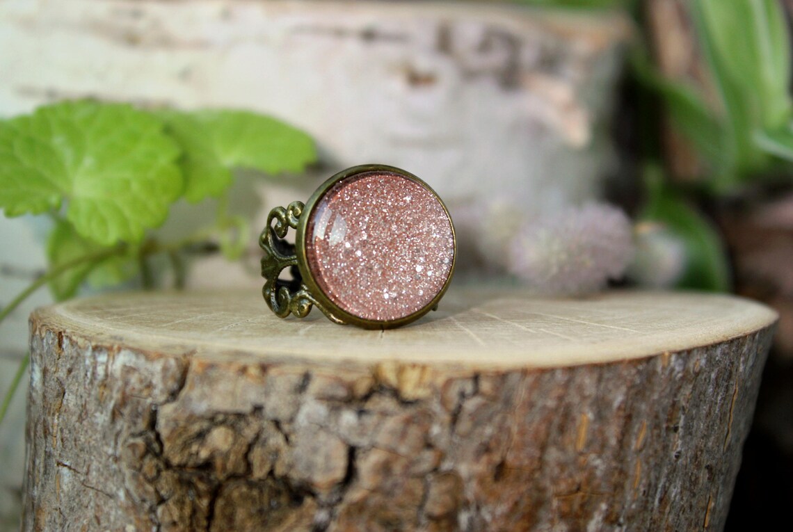 Glitter Ring Rose Gold Sparkling Ring Glitter Jewelry | Etsy