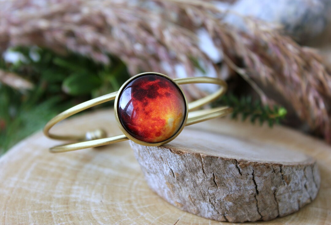 Red Moon Cuff Bracelet | Blood Moon Bracelet | Full Moon Bracelet ...