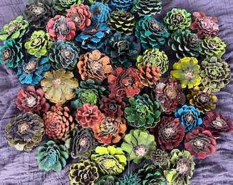50 Painted Pinecones Craft Art Supplies Mixed Colors Natural Wood Raw Materials Pine Cone Flower ...
