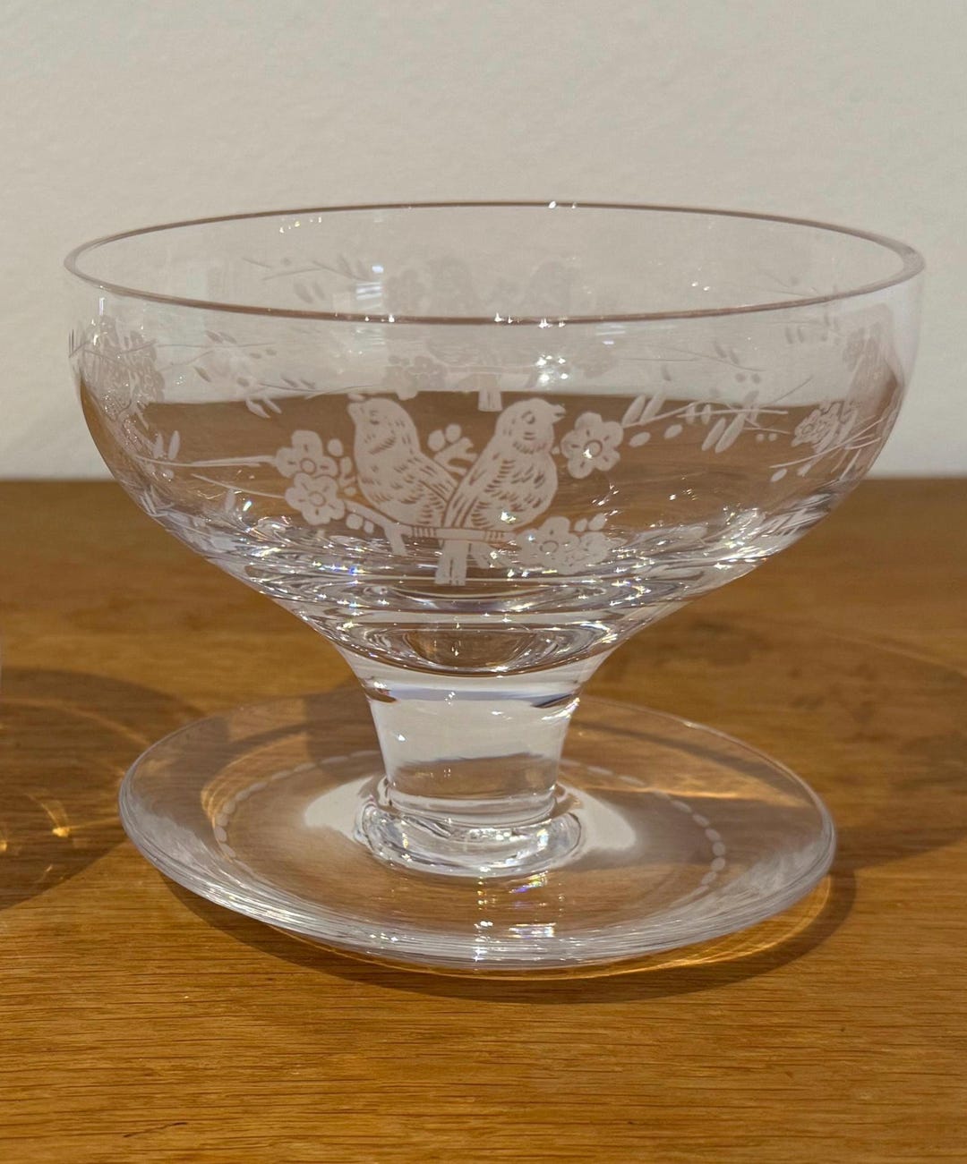 Stuart Crystal Compote: Etched Love Birds Pattern - Etsy