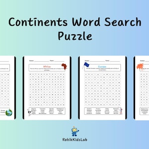 Continents Word Search Puzzle | 7 Continents Activity for Kids ...