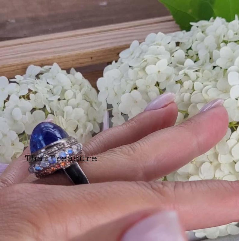 Natural Tanzanite, Moonstone, Orange Sapphire & Diamond Sterling 925 ...