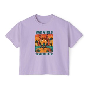 Vintage-inspired Bad Girls Taste Better Boxy Tee, Casual Style for ...