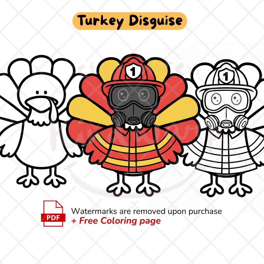 Fire Fighter Turkey Disguise Printable - Thanksgiving Craft for Kids ...