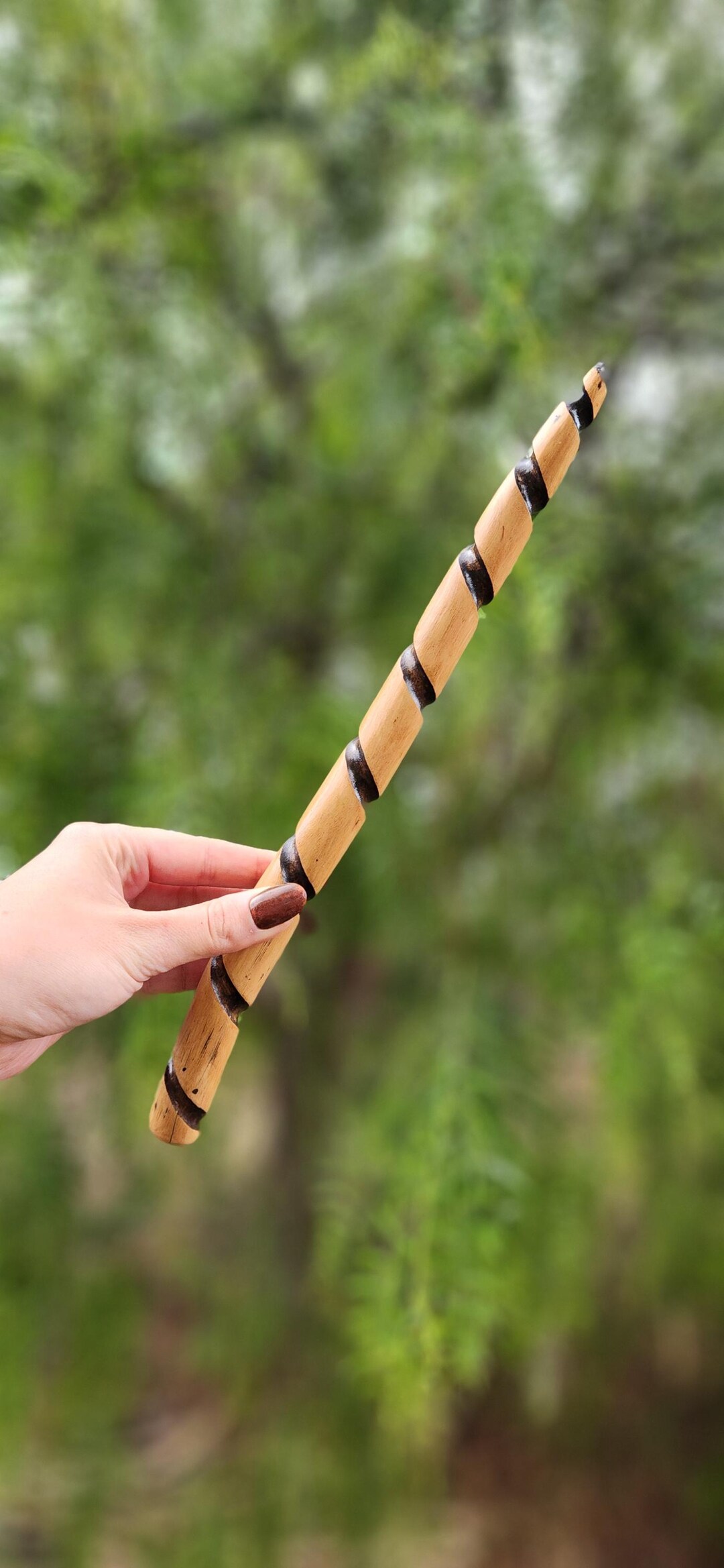 Spiral Wand – Handcrafted From Native Eucalyptus With Ebony Swirl (25cm ...