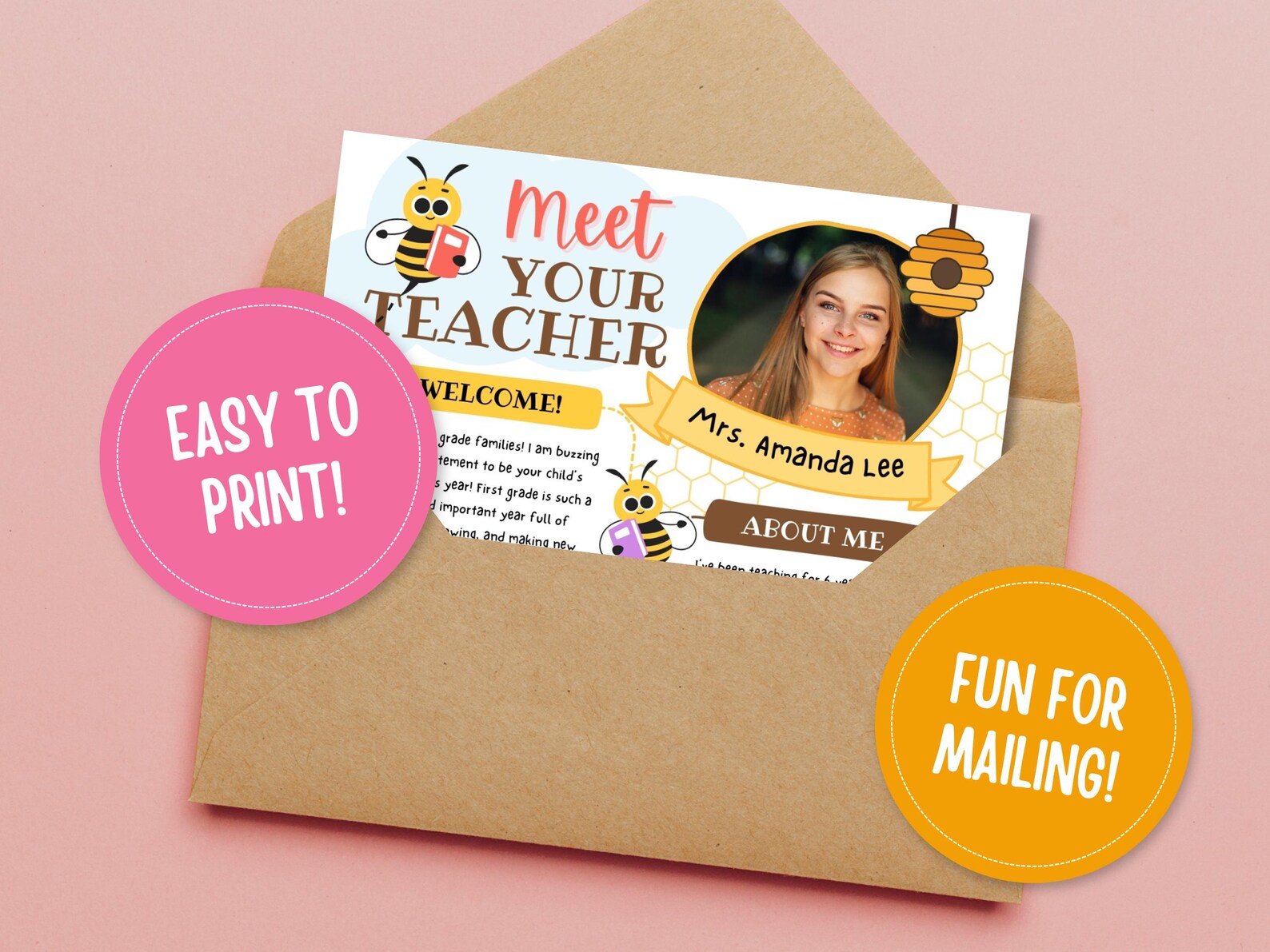 Editable Bee-themed Back to School Meet the Teacher Letter Template ...