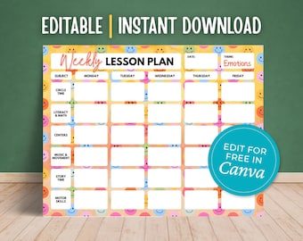 Editable Weekly Lesson Plan Template | Preschool & Teacher Planner ...