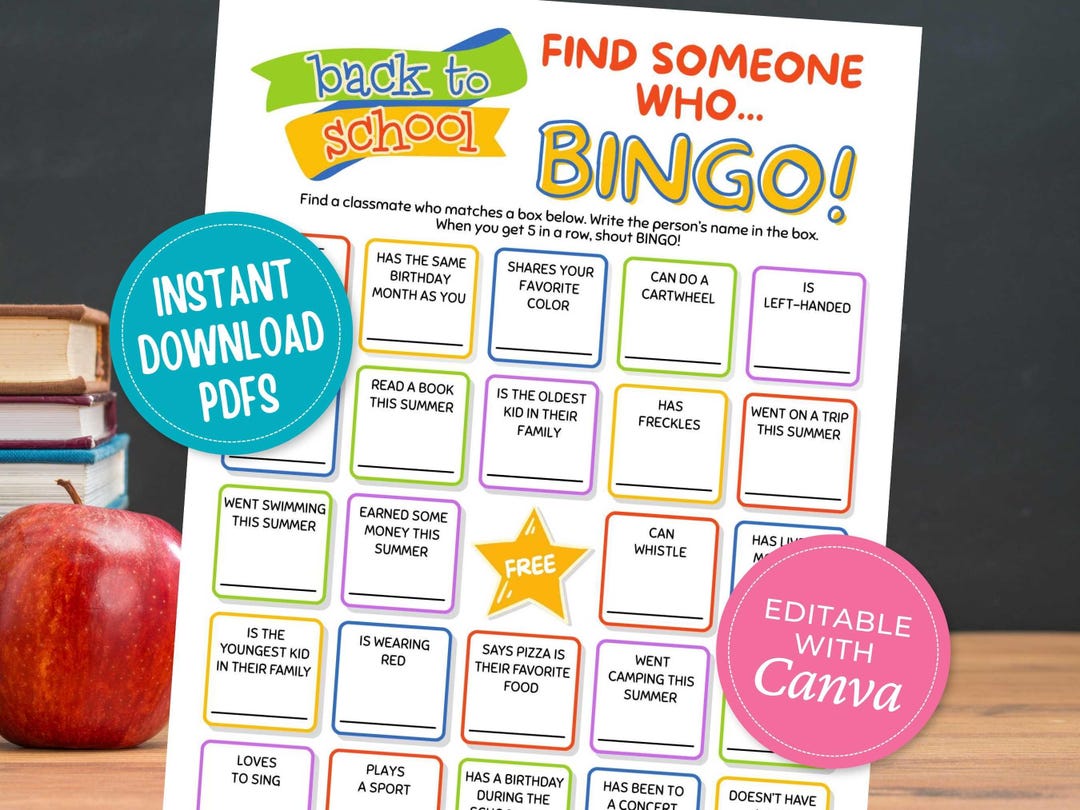 Back to School Bingo Icebreaker | Find Someone Who Game | Classroom Get ...