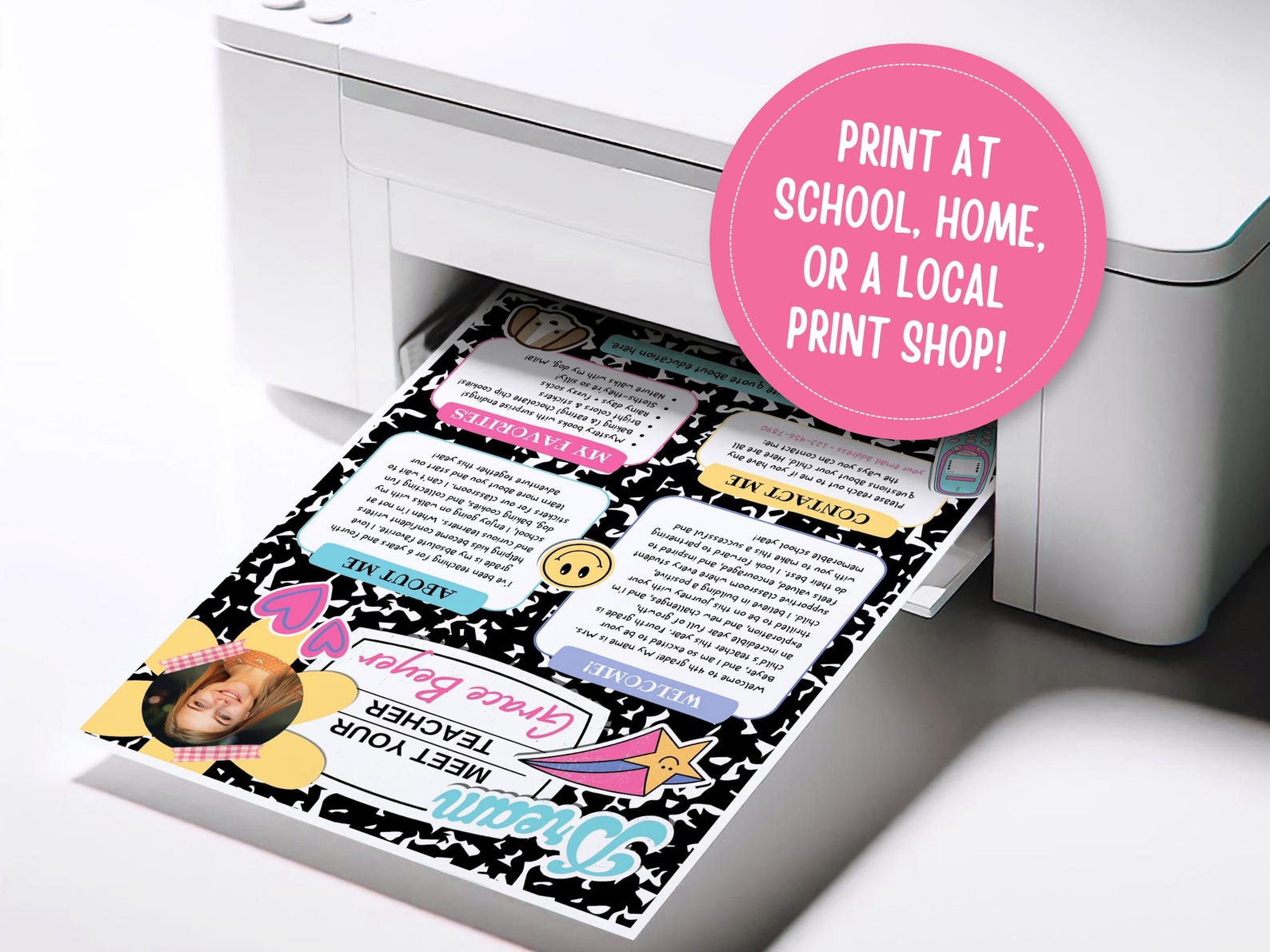 Meet the Teacher Template Composition Notebook Theme | Editable Back to ...