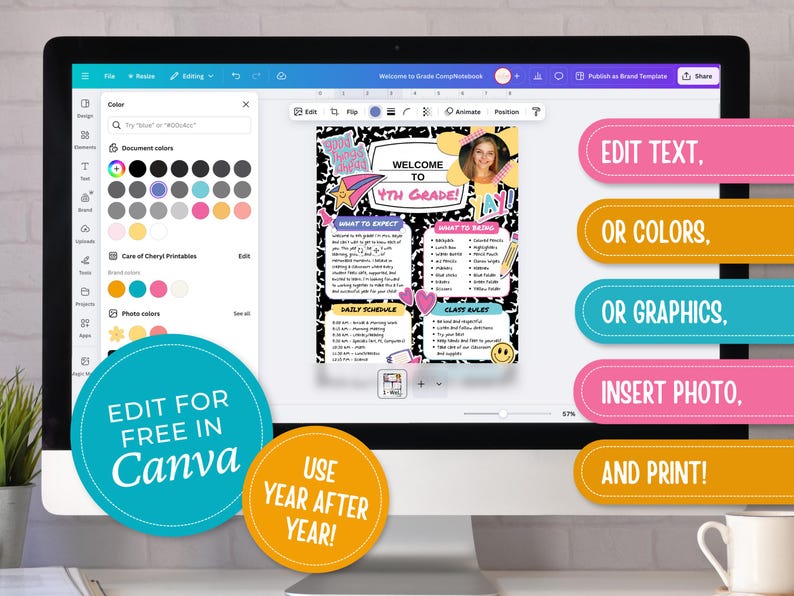 Editable Fourth Grade Welcome Letter, Composition Notebook Theme | Meet ...