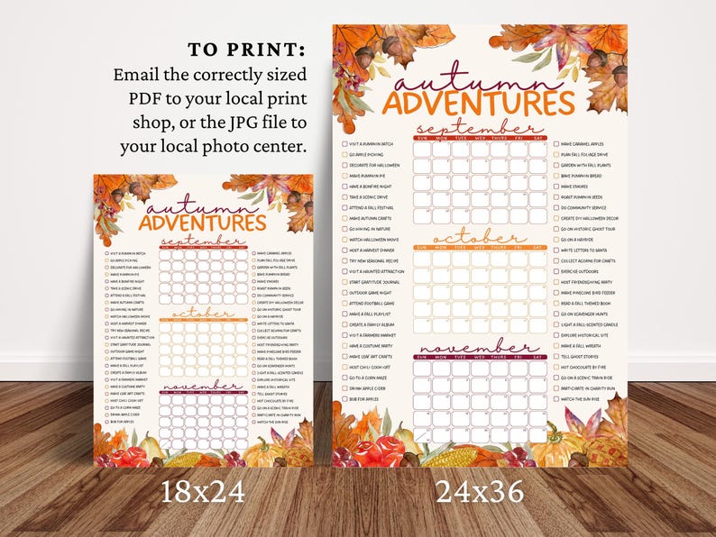 Editable Fall Bucket List Calendar, Printable | Autumn Family Fun ...
