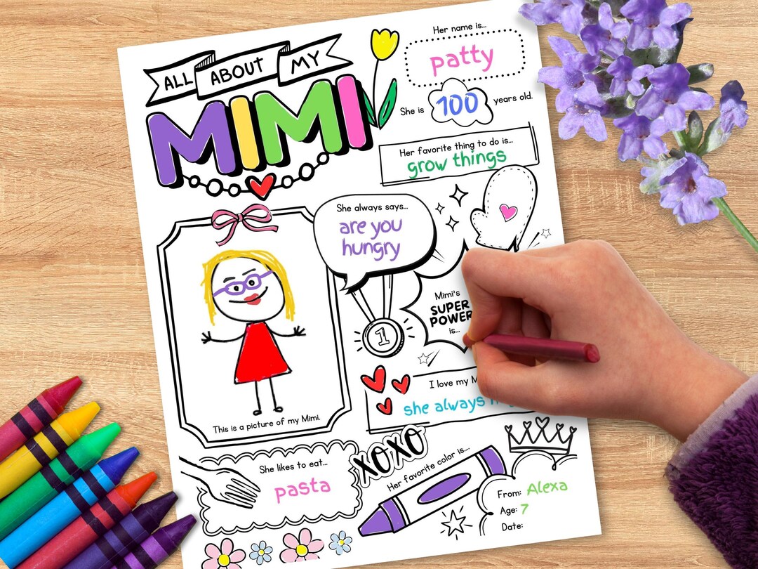 All About My Mimi Printable | Grandparents Day Gift From Kids | Mimi ...