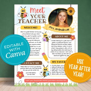 Editable Bee-themed Back to School Meet the Teacher Letter Template ...