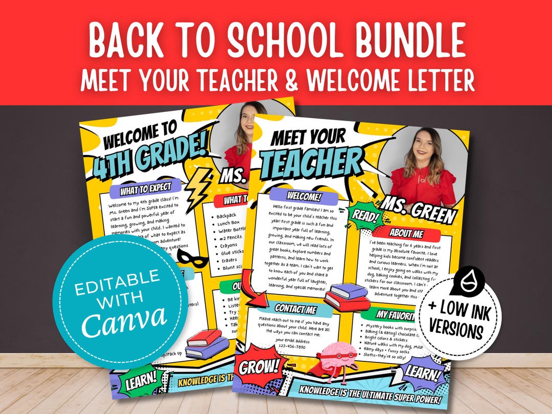 Back to School Bundle, Meet the Teacher & Welcome Letter | Superhero ...