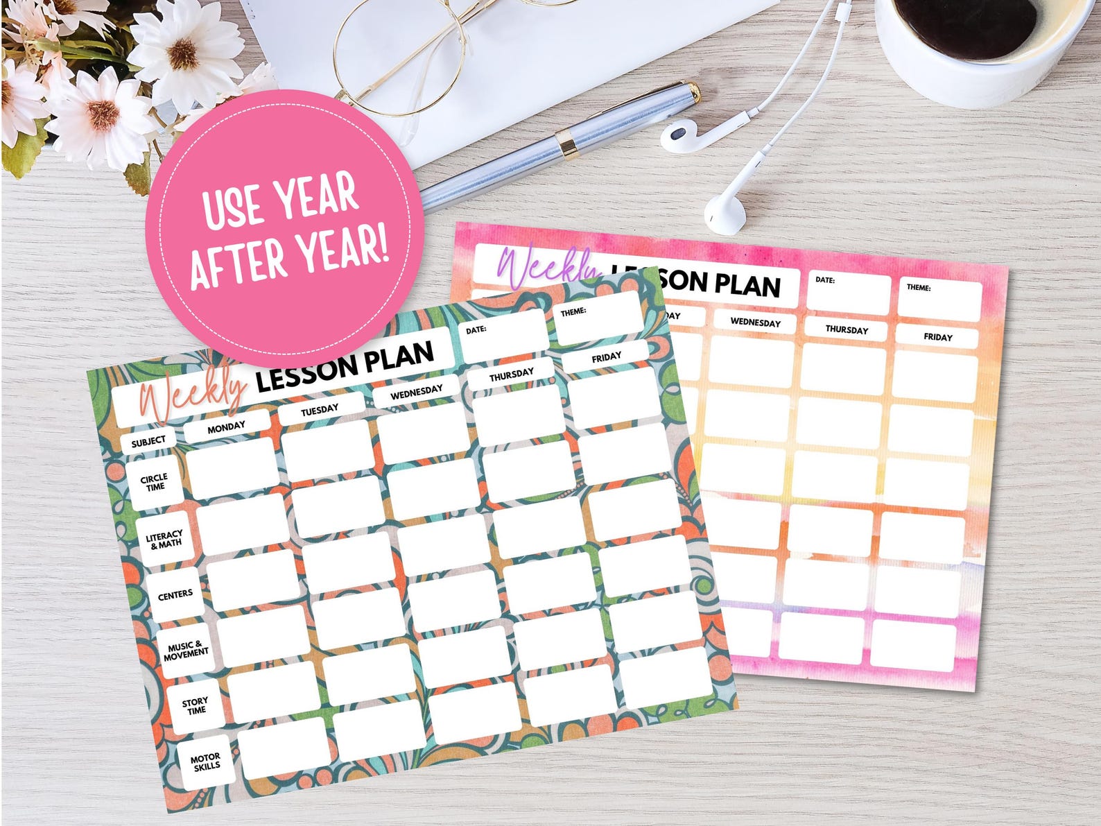 Editable Weekly Lesson Plan Preschool & Kindergarten | Teacher Planner ...