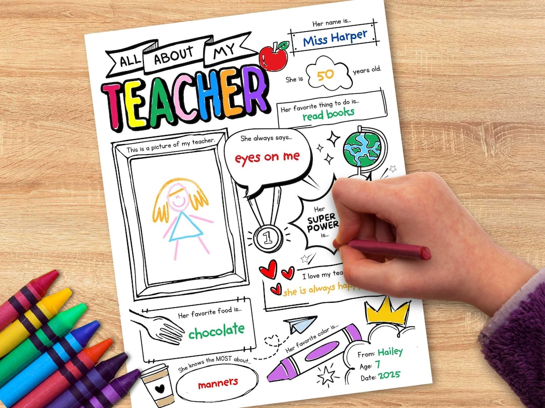 All About My Teacher Printable | Activity for Kids, Teacher ...