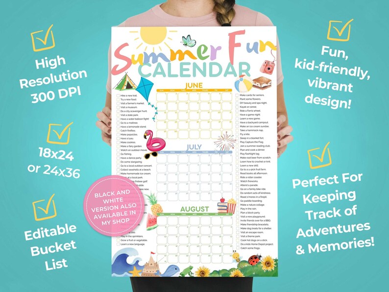 Editable Summer Bucket List Poster for Kids | Canva Template | 2025 ...
