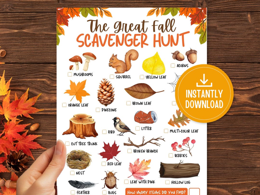 Fun Fall Scavenger Hunt Printable | Kids Nature Picture Hunt, Outdoor ...