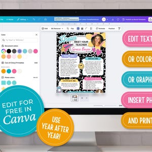 Meet the Teacher Template Composition Notebook Theme | Editable Back to ...