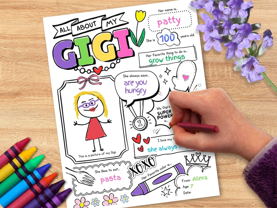 All About My Gigi Printable | Grandparents Day Gift From Kids | Gigi ...