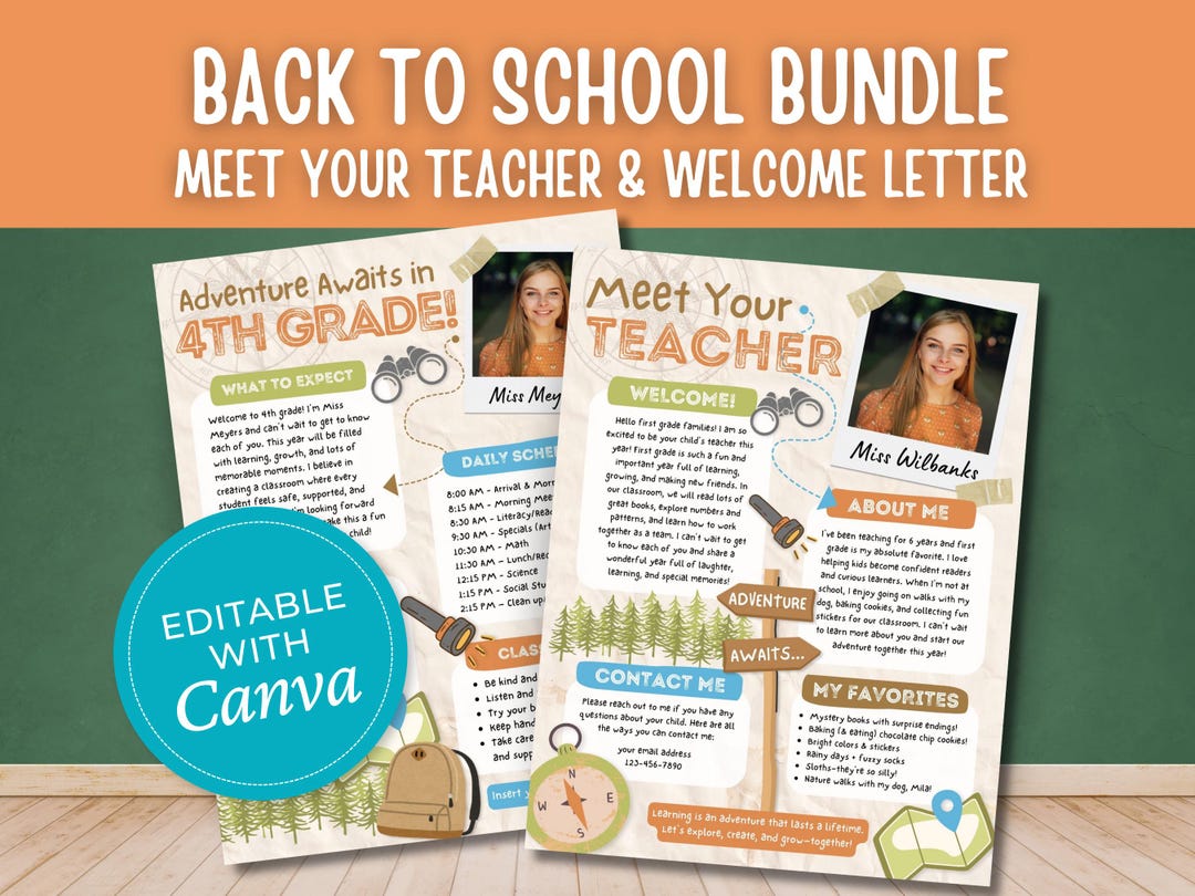 Meet the Teacher & Welcome to Fourth Grade Adventure Bundle | Editable ...