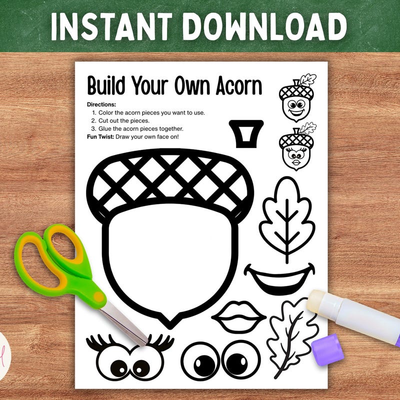 Acorn Coloring Sheet - Etsy UK