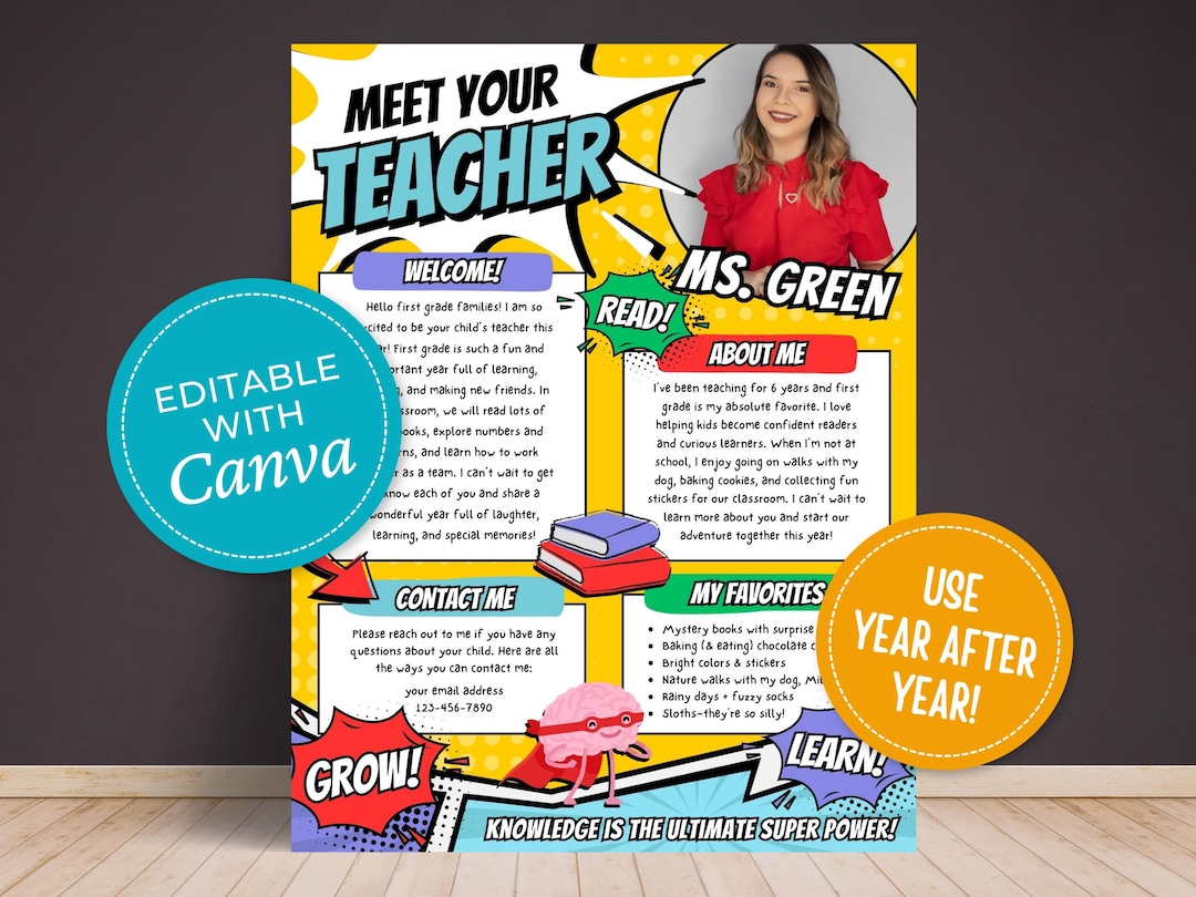 Editable Meet the Teacher Superhero Comic Theme | Welcome Back to ...