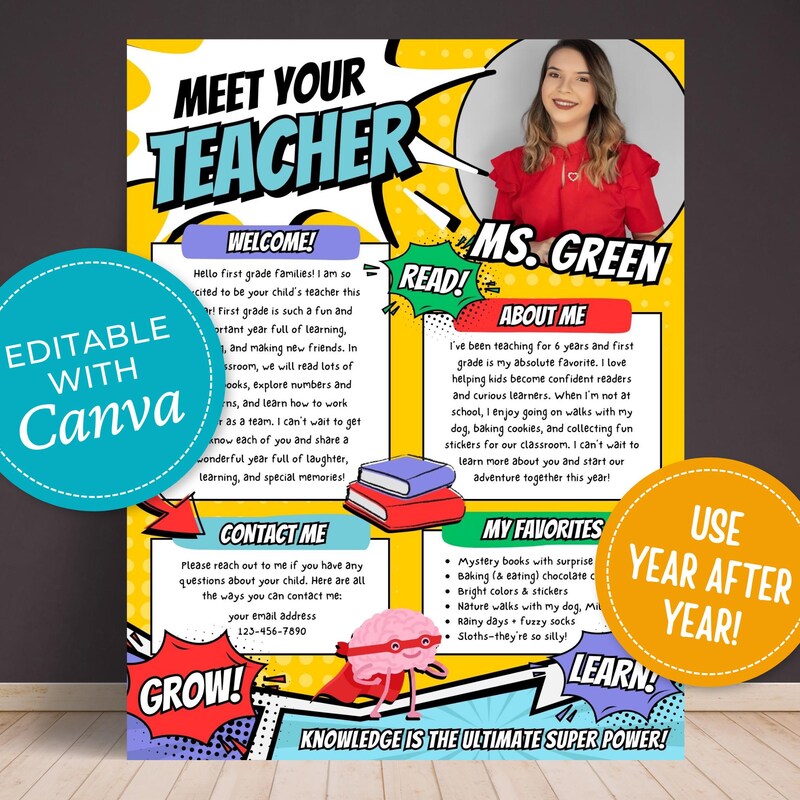 Meet the Teacher Template - Etsy