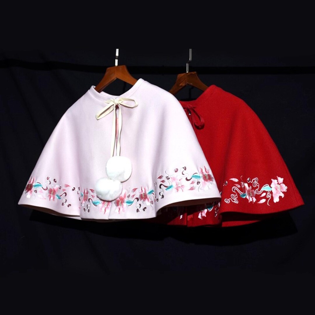 Pink Embroidered Short Shawl, Hanfu Short Cape, Winter Women's Shawl - Etsy