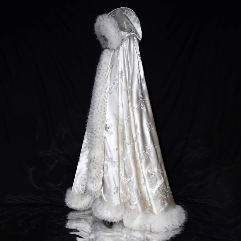 Embroidered Hanfu Winter Cape, Floral Hooded Cloak - Etsy