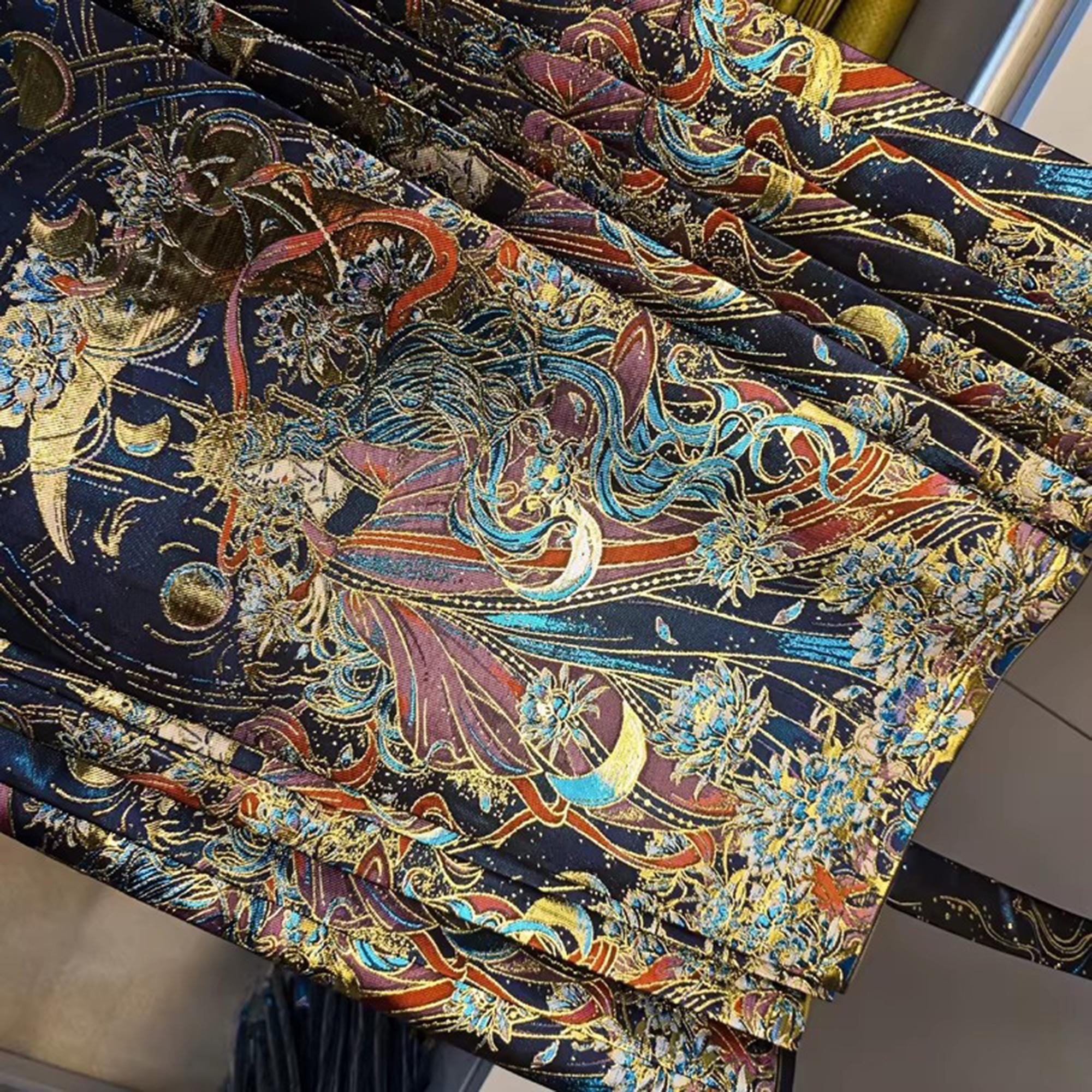 Goddess Brocade Hanfu Skirt, Blue Horse Face Pleated Skirt - Etsy