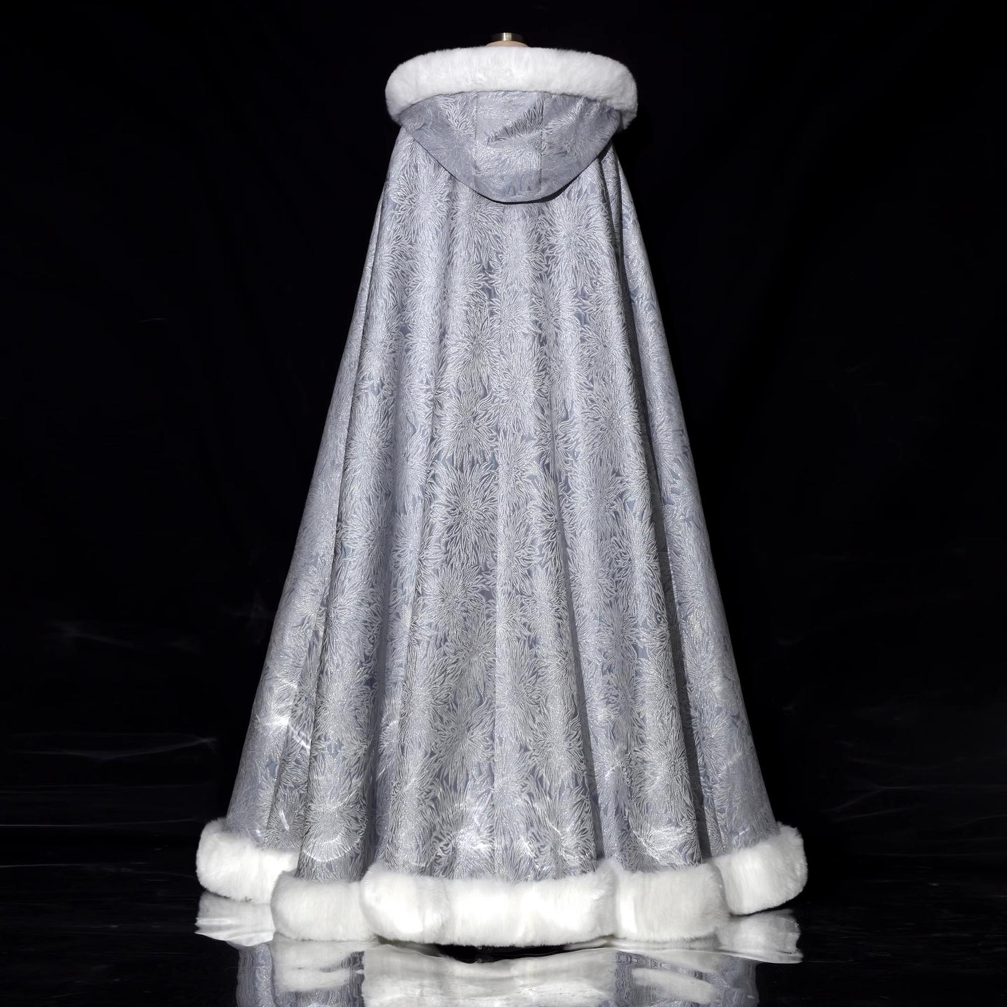 Hanfu Winter Cape, Fur-collared Hooded Warm Cape, Ancient Costume Cloak ...