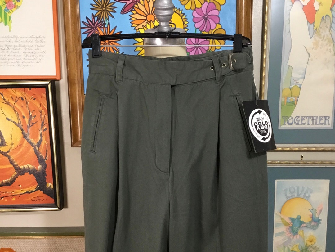 Jean Works & Company 1980s Ladies Army Green Cuffed Pants NWT - Etsy