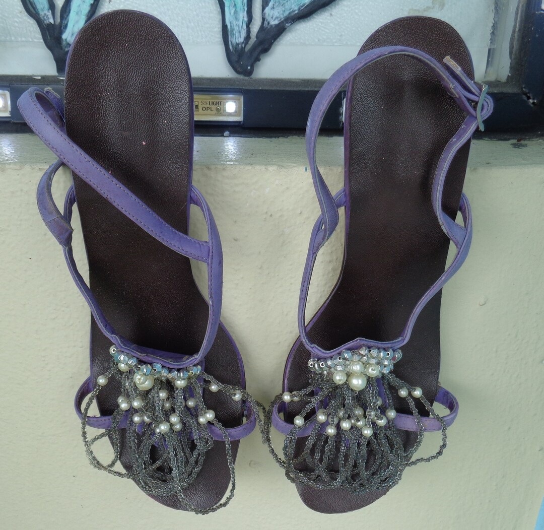 Amalfi by Rangoni 1960's Purple Italian Leather Sandals - - Etsy