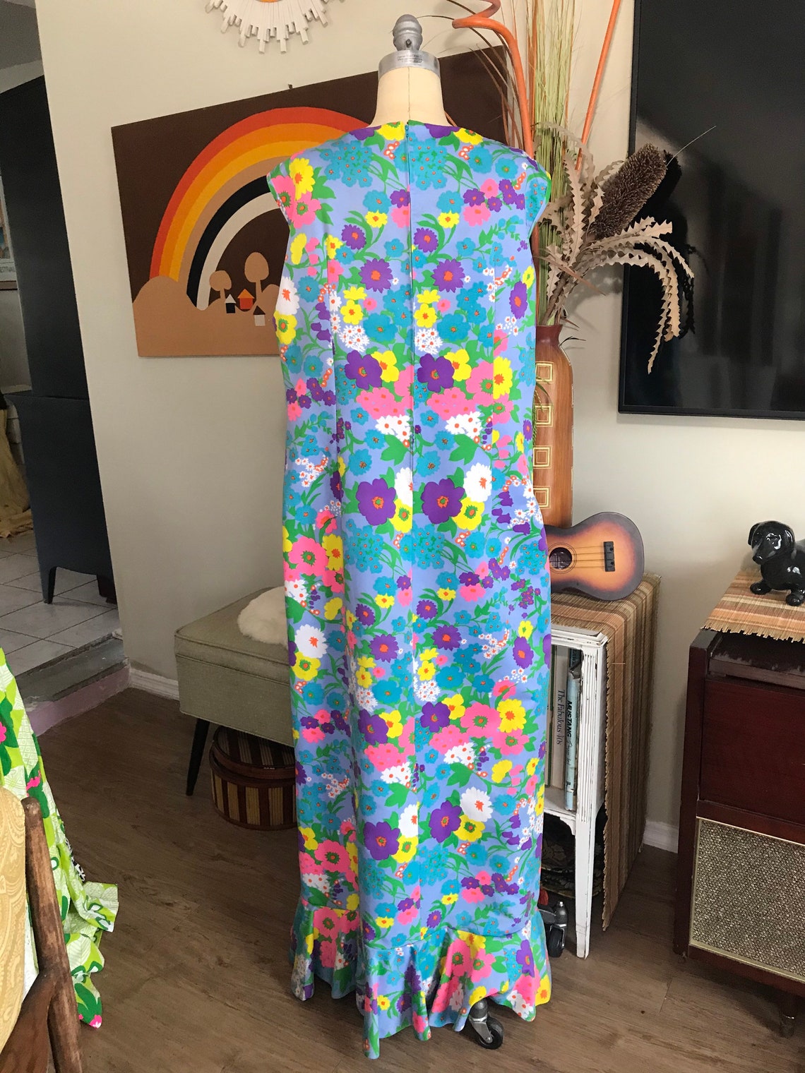 Lilija Nicis 1960s Floral Maxi Dress - Etsy