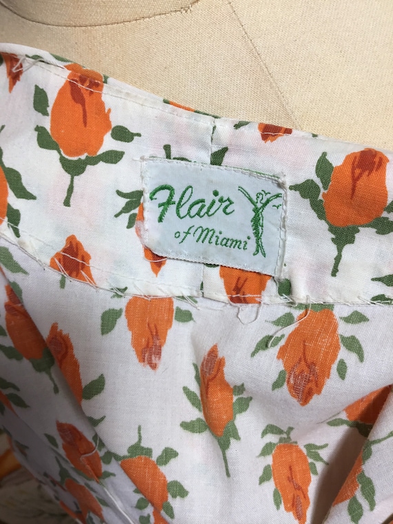 Flair of Miami Early 1960’s Floral Print Cotton Summe… - Gem
