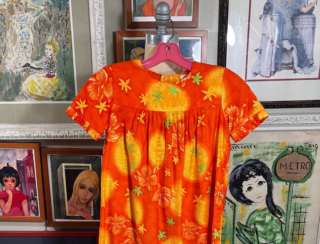 Hookano 1960's Children's Hawaiian Print Dress - - Etsy