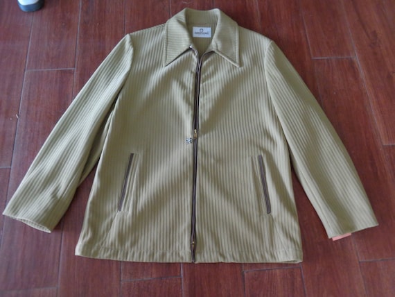 Zero King 1970’s Men's Tan Front Zipper Ribbed Jacket - Gem