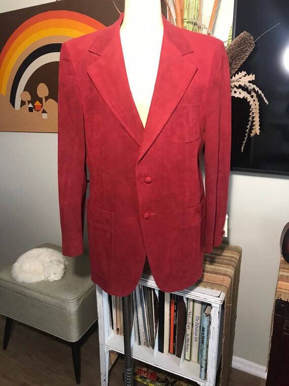 Dale Alan 1970s Rich Cranberry Red Ultra Suede Jacket - Gem