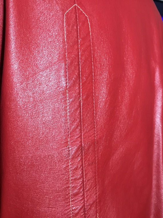 1960's Red Leather Women's Mod Double Breasted Jacket - Gem