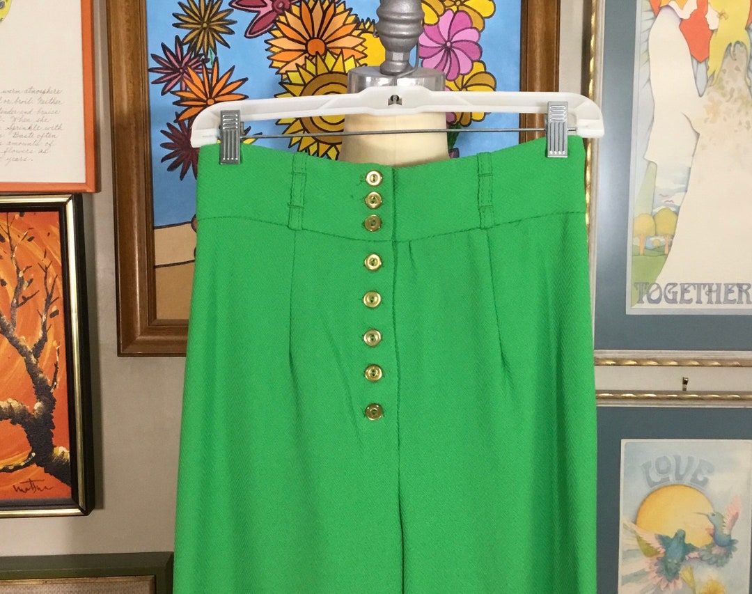 Bichachi Originals Womens 1970s Lime Green Elephant Bellbottom Palazzo ...