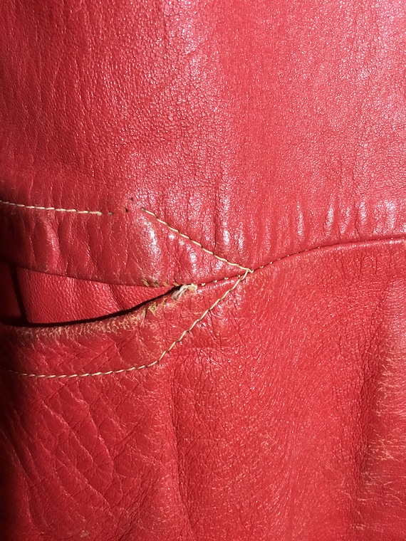 1960's Red Leather Women's Mod Double Breasted Jacket - Gem