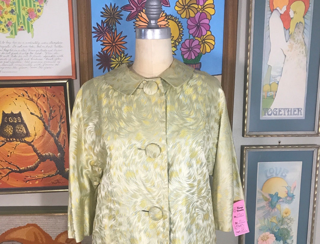 Meya of Miami 1960's Long Pale Yellow Iridescent Evening Coat - Etsy
